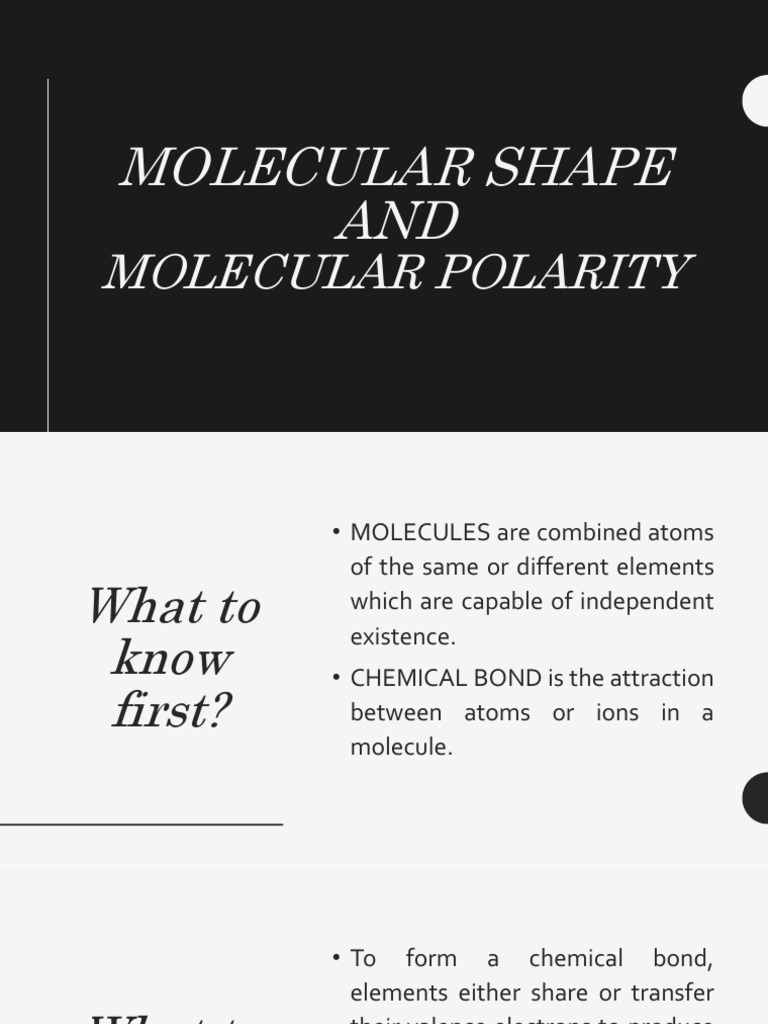 Molecular Shape and Molecular Polarity | PDF | Chemical Bond | Molecules