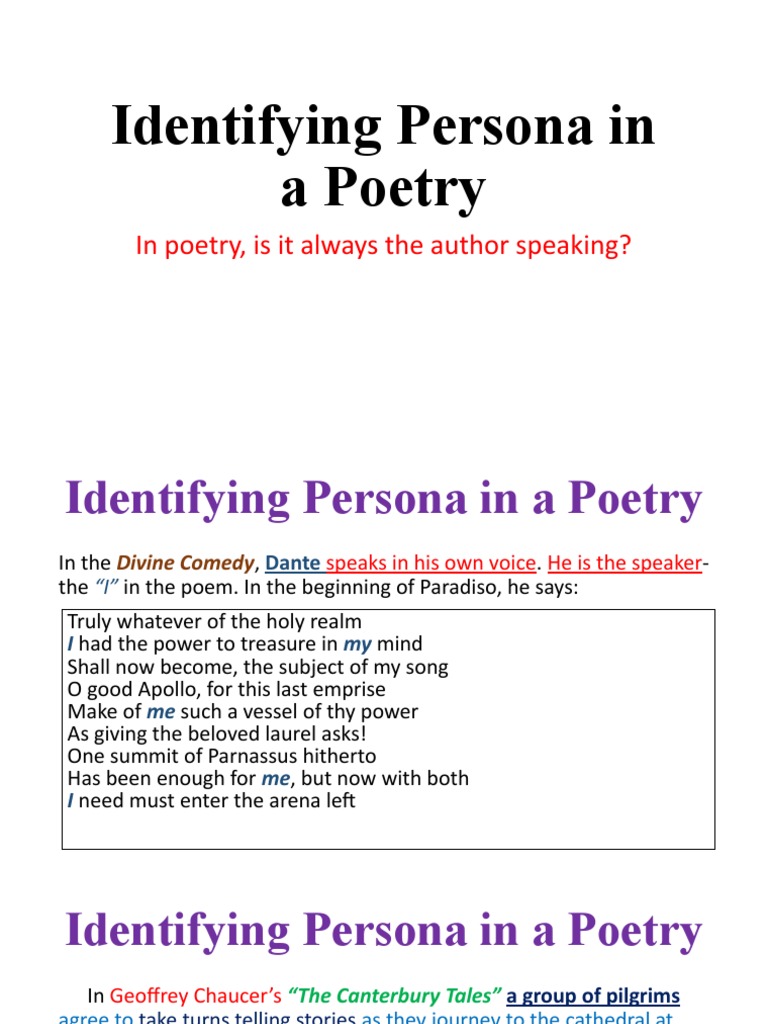 Understanding Persona in Poetry | PDF