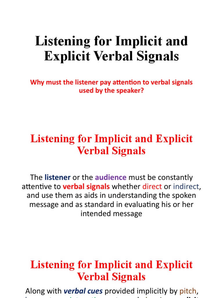 Listening For Implicit and Explicit Verbal Signals | PDF | Verb ...