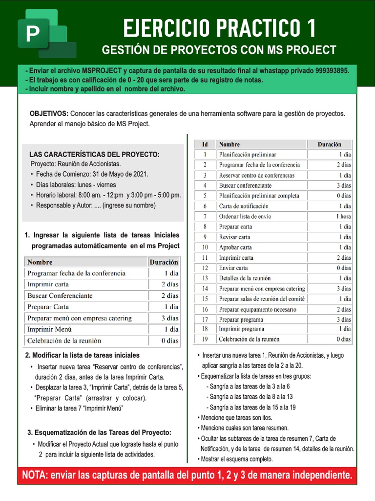 Ejercicio Practico Ms Project | PDF
