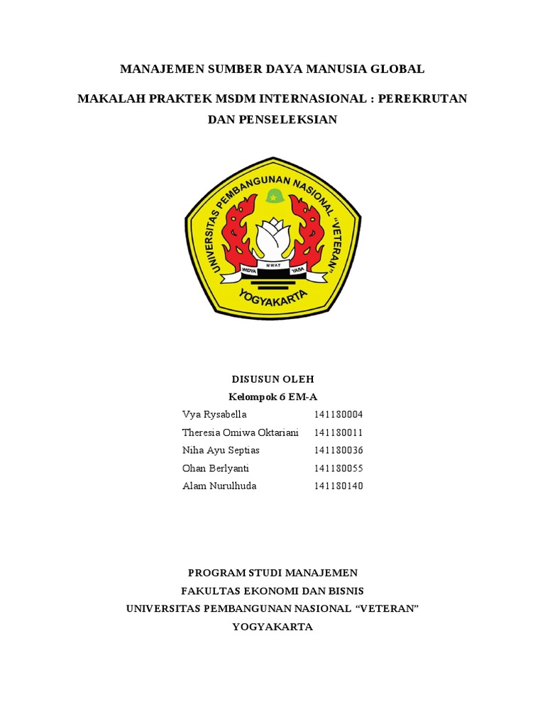 Makalah Kel 6. PRAKTEK MSDM INTERNASIONAL PEREKRUTAN DAN PENSELEKSIAN | PDF