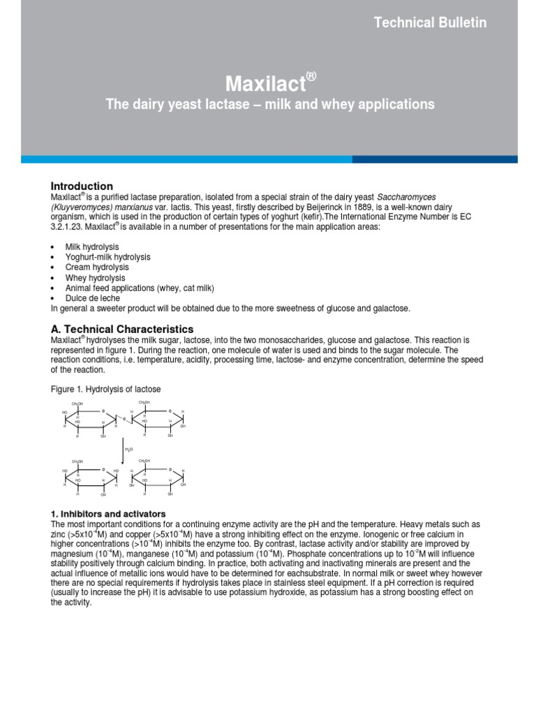 Maxilact TechBulletin | PDF | Yogurt | Milk