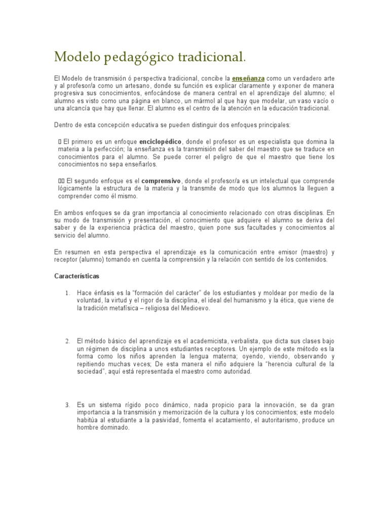 Modelo Pedagógico Tradicional | PDF | Evaluación | Maestros