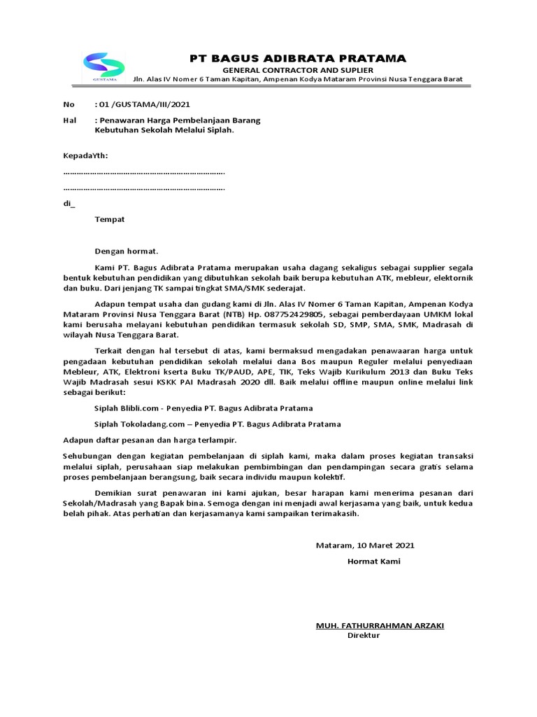 Surat Gustama OK | PDF