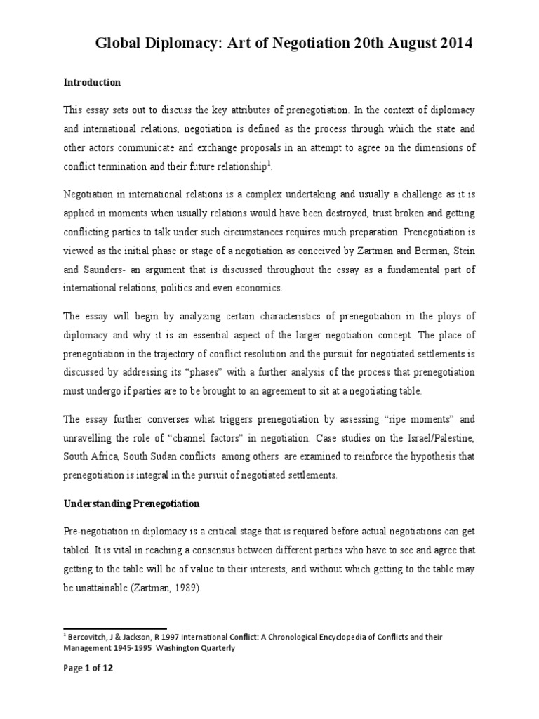 The Art of Negotiation | PDF | Negotiation | Israeli–Palestinian Peace ...