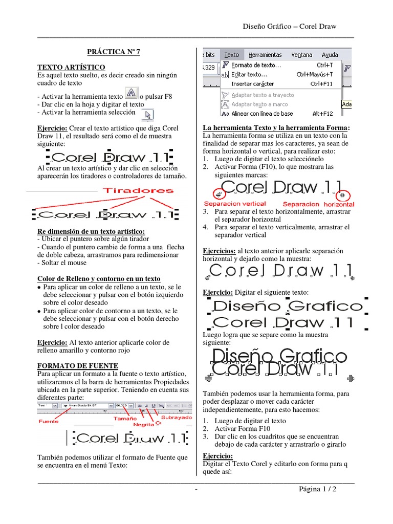 Guía de Texto Artístico en CorelDraw | PDF | Informática y tecnología ...