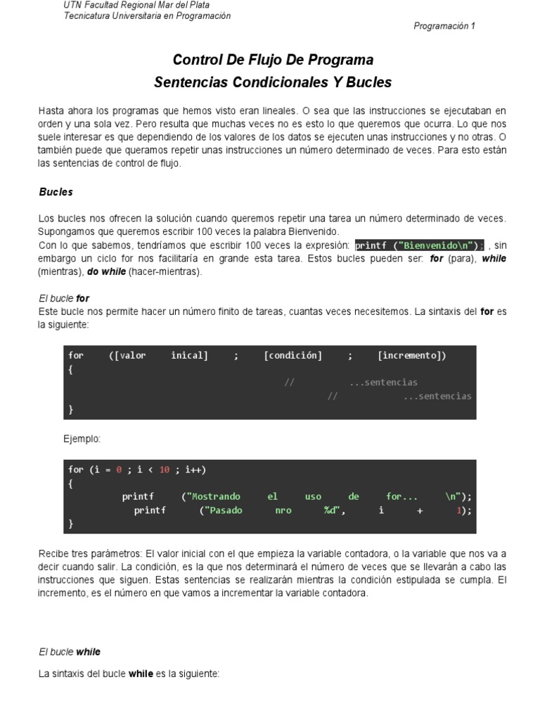 02 - Control de Flujo de Programa, Sentencias y Bucles | PDF | Flujo de ...