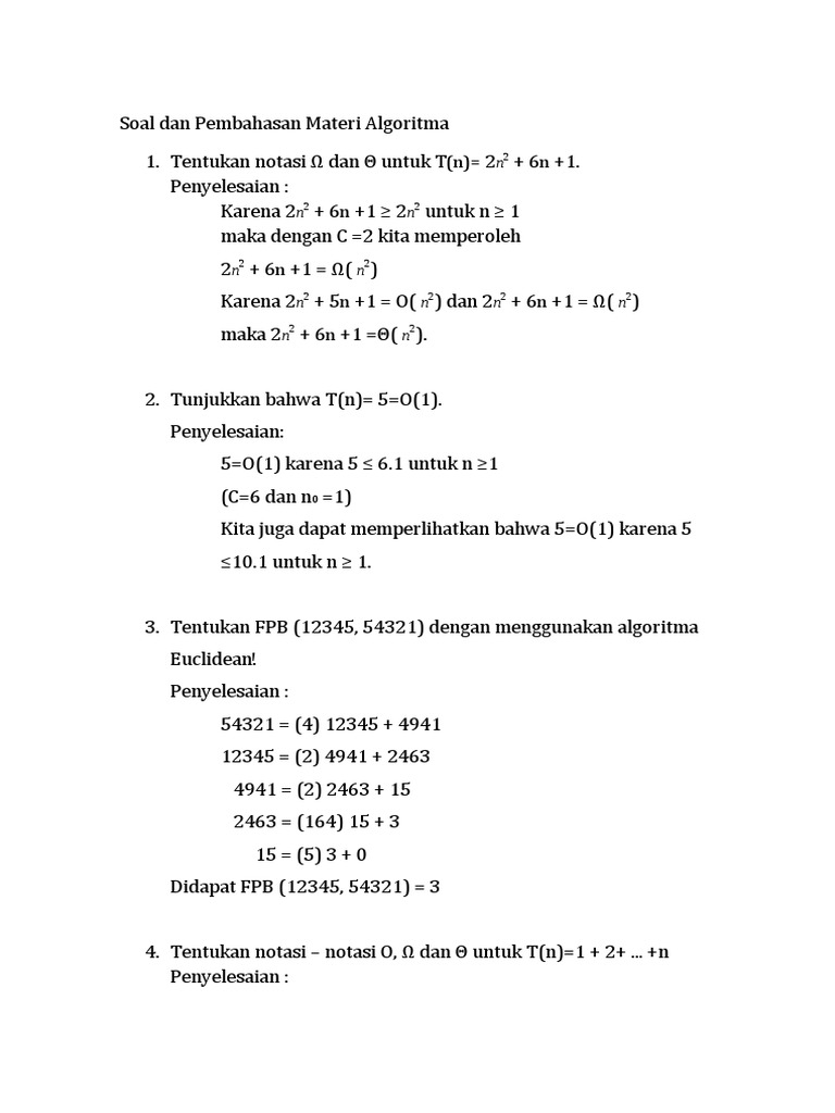 Soal Dan Pembahasan Materi Algoritma | PDF
