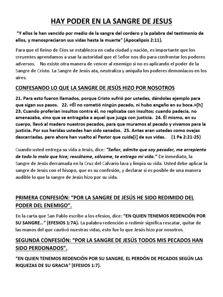 Hay Poder en La Sangre de Jesus | PDF | Cristo (título) | Pecado