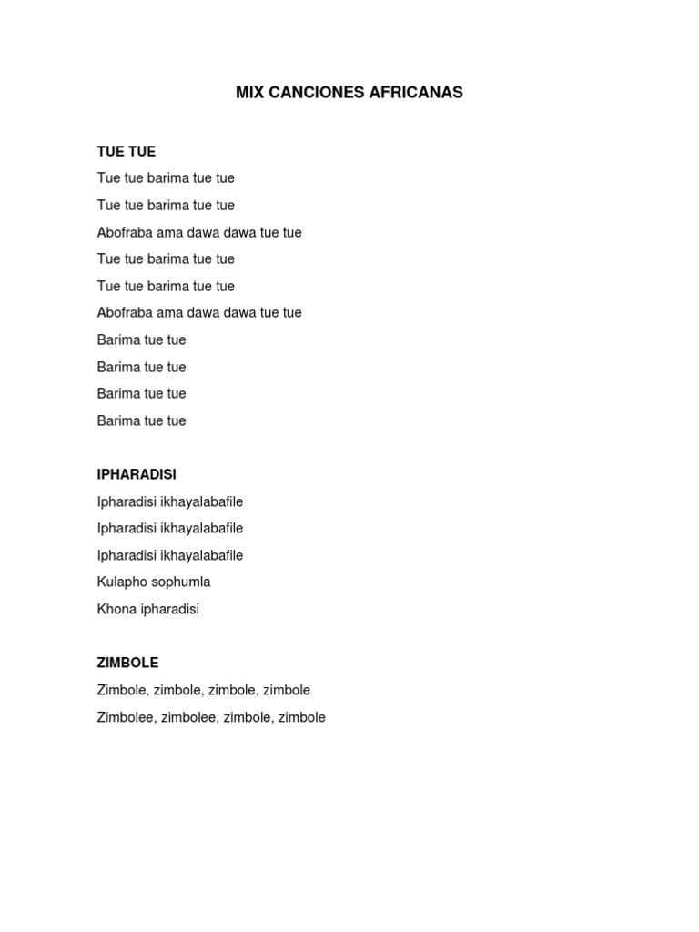 Mix Canciones Africanas | PDF