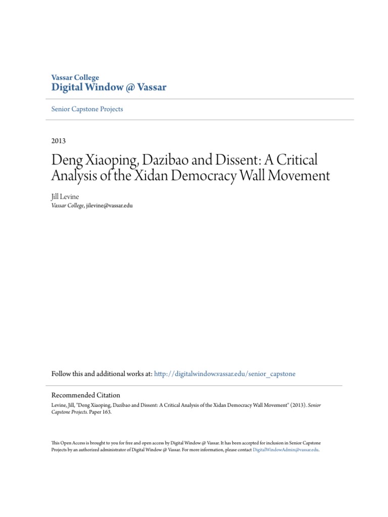 Deng Xiaoping, Dazibao and Dissent A Critical Analysis of The Xidan ...