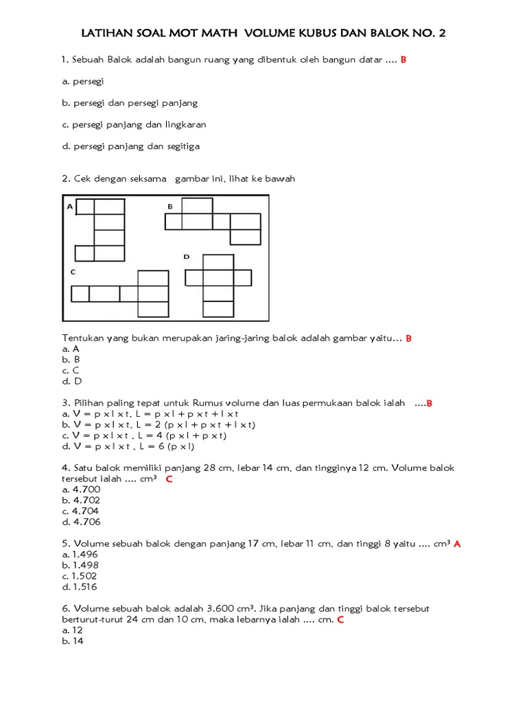 LATIHAN MOT VOLUME+jawaban NO 2 | PDF