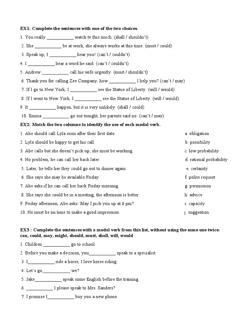 Modals - Practice | PDF | Self-Improvement