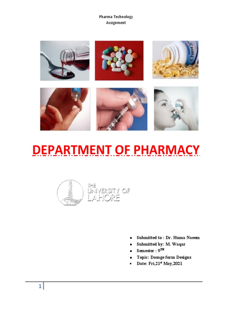 Department of Pharmacy: Pharma-Technology Assignment | PDF | Tablet (Pharmacy) | Industries