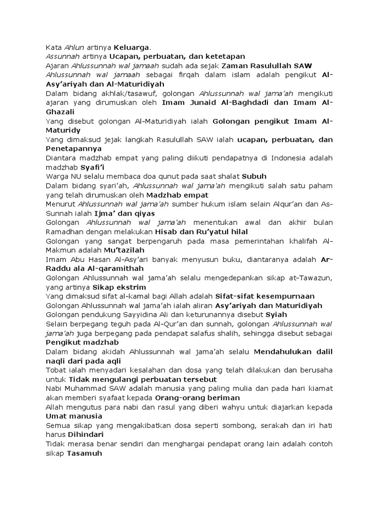 Ringkasan Ke-Nu-An Dan Ke-Aswaja-An | PDF