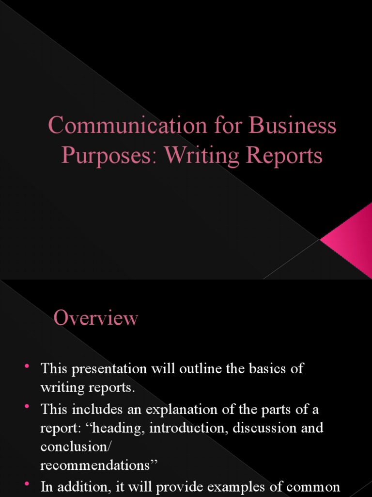 Lesson 17 - Communication For Business Purposes - Writing Reports | PDF ...