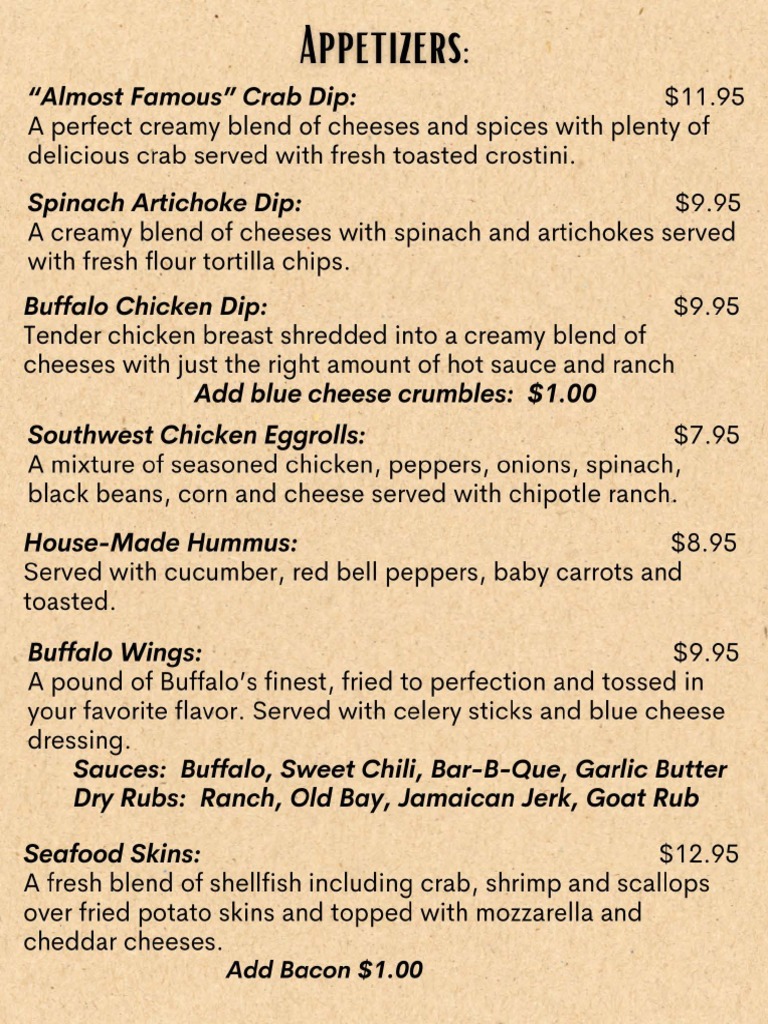 The Toasted Goat Lunch & Dinner Menu | PDF