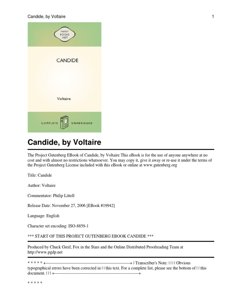 Voltaire - Candide | PDF | Candide | Project Gutenberg