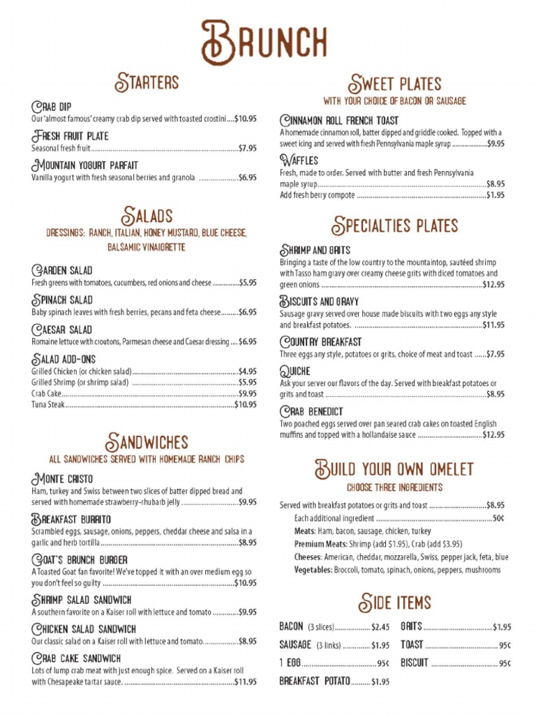 The Toasted Goat Brunch Menu | PDF