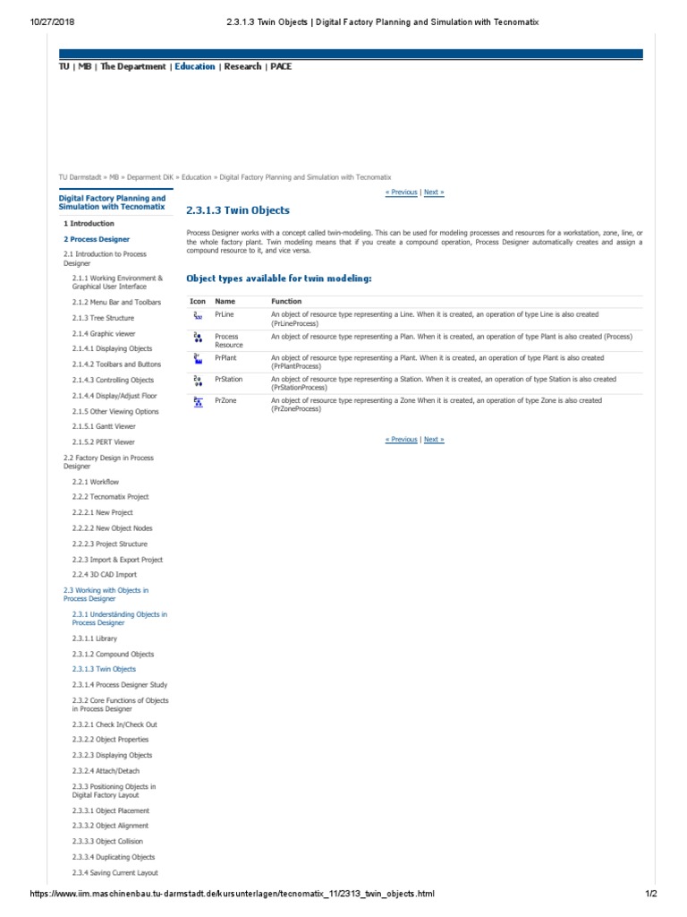 2.3.1.3 Twin Objects - Digital Factory Planning and Simulation With Tecnomatix | PDF ...