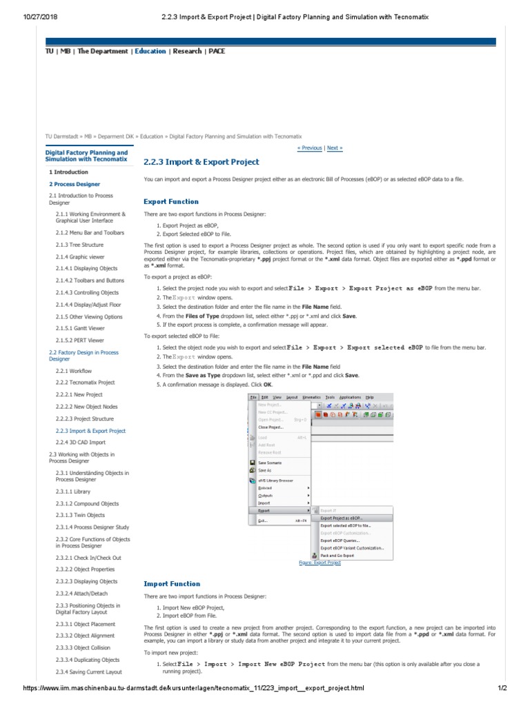 2.2.3 Import & Export Project - Digital Factory Planning and Simulation With Tecnomatix | PDF ...