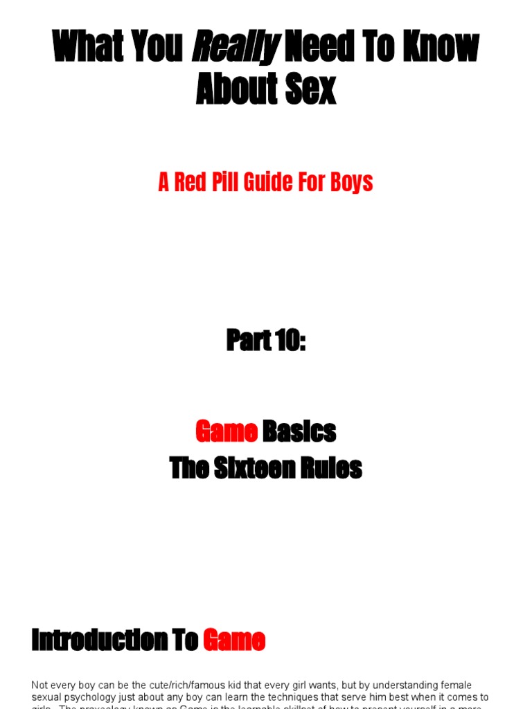 Red Pill Guide: Game Basics for Boys | PDF | Jealousy | Human Nature