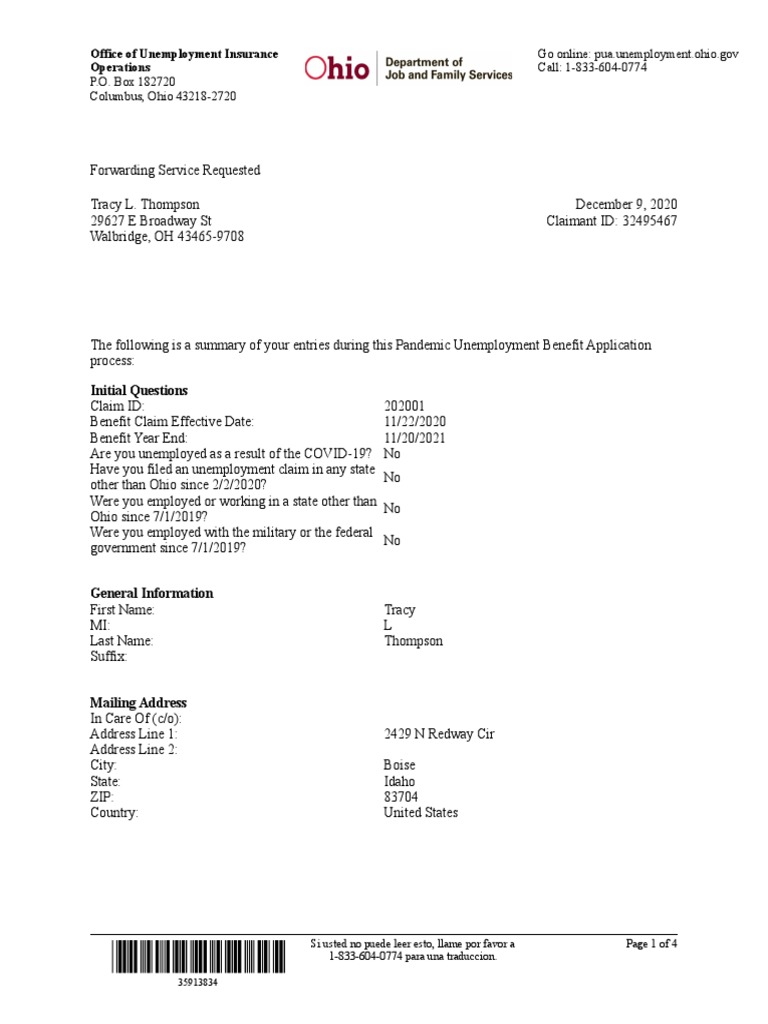 Application for Pandemic Unemployment Assistance: Summary of Tracy ...