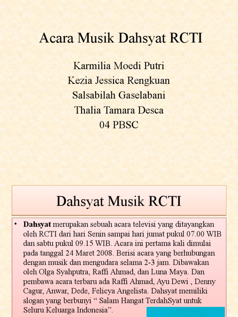 Acara Musik Dahsyat RCTI PPT SOSIO | PDF