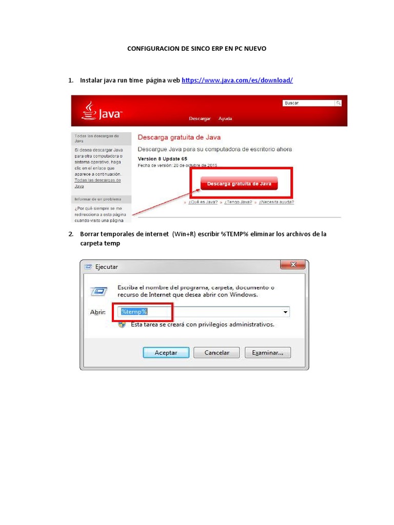 Configuracion de Sinco Erp en PC | PDF