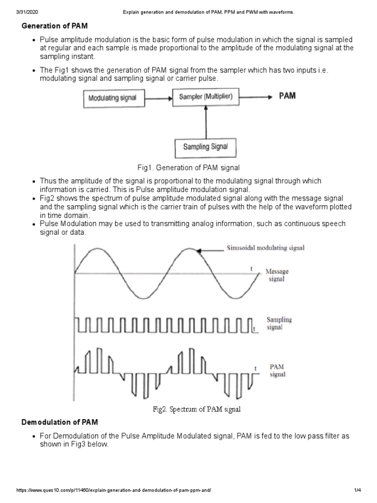 Eee 6 Ics 63 Generation And Demodulation Of Pam Ppm And Pwm With Waveforms Pdf