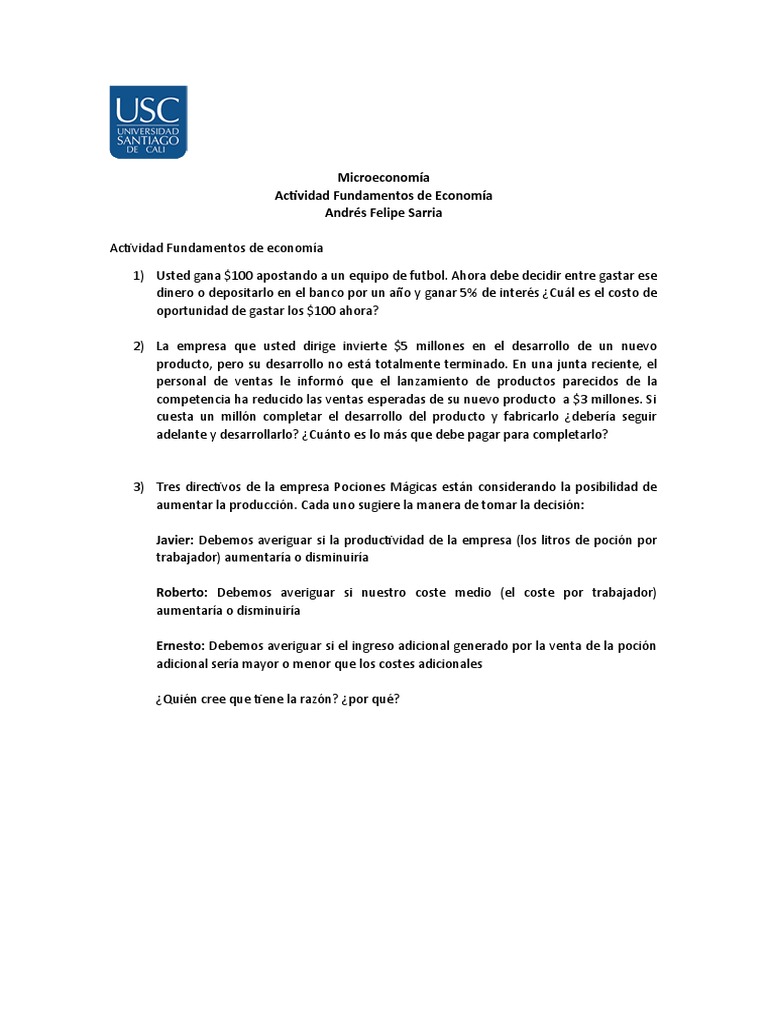Actividad 1 Principios Eco | PDF