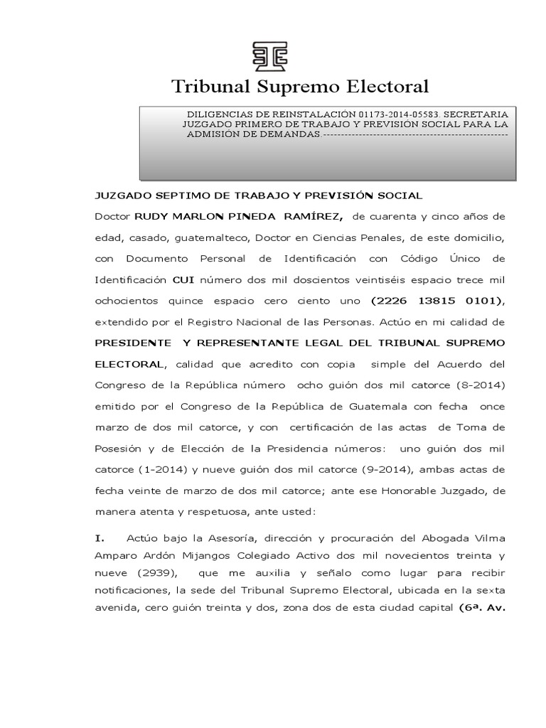 Apelacion de Reinstalacion de Manfredo Alexander Juarez Godinez | PDF ...