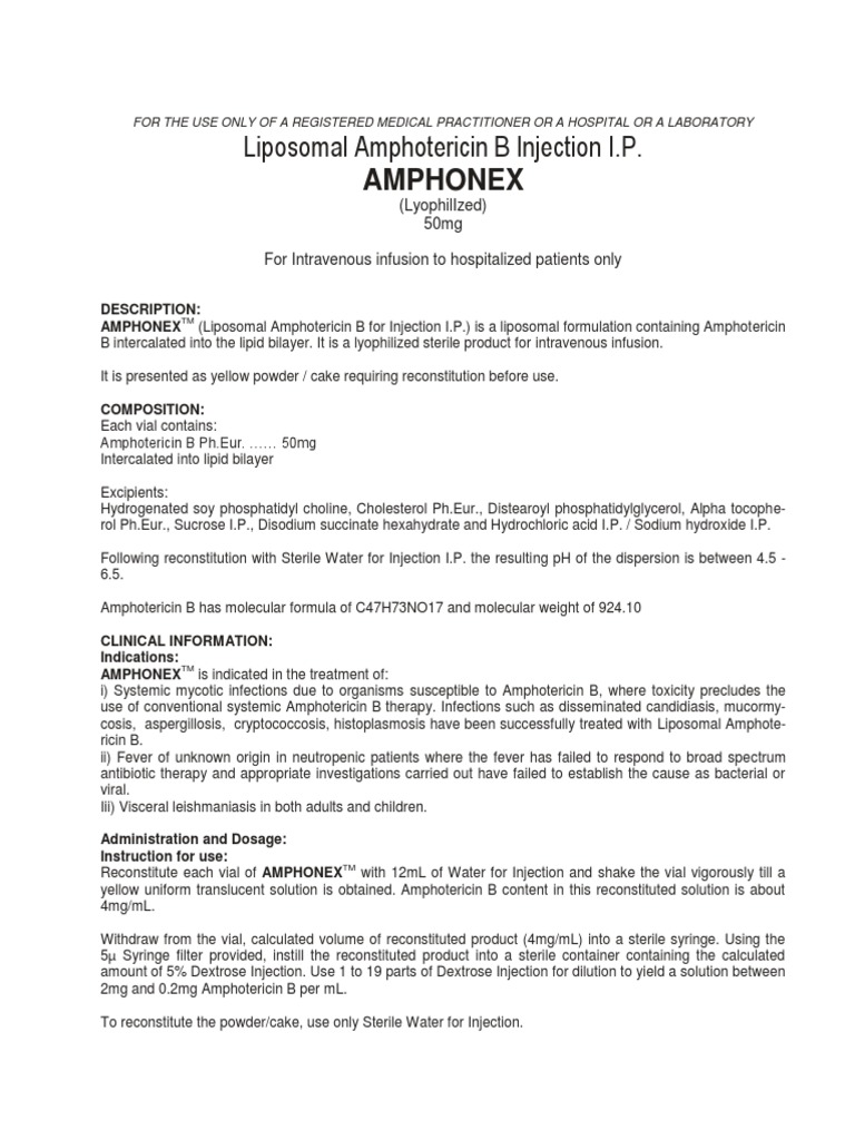 Liposomal Amphotericin B Administration Guide | PDF | Intravenous ...