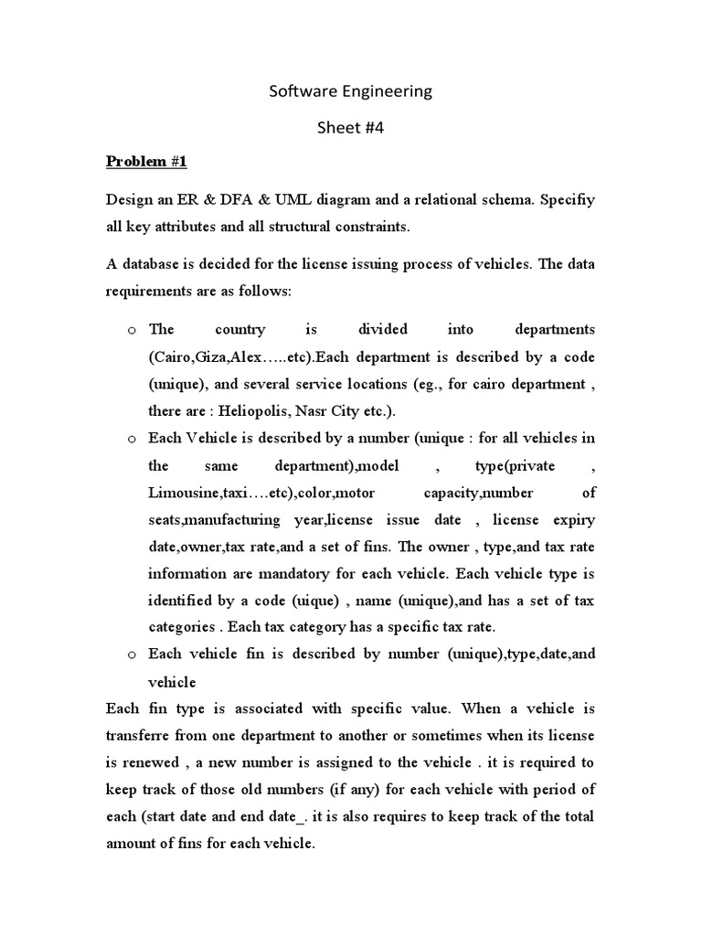 Software Engineering Sheet #4: Problem #1 | PDF | Relational Database ...