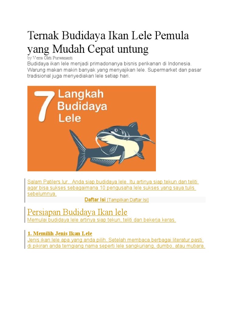 Budidaya Lele | PDF