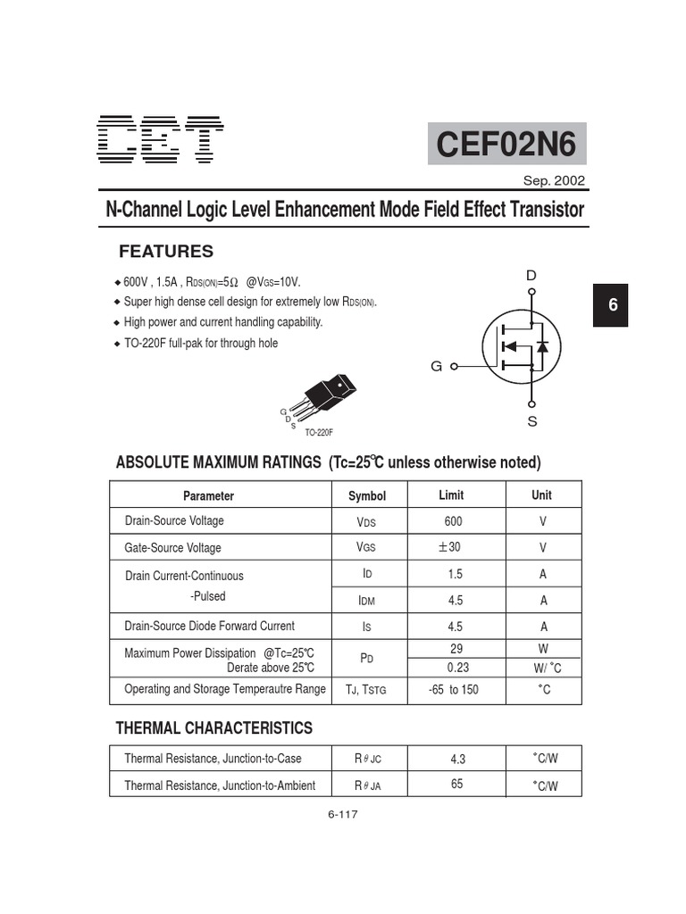 CEF02N6 | PDF | Field Effect Transistor | Diode