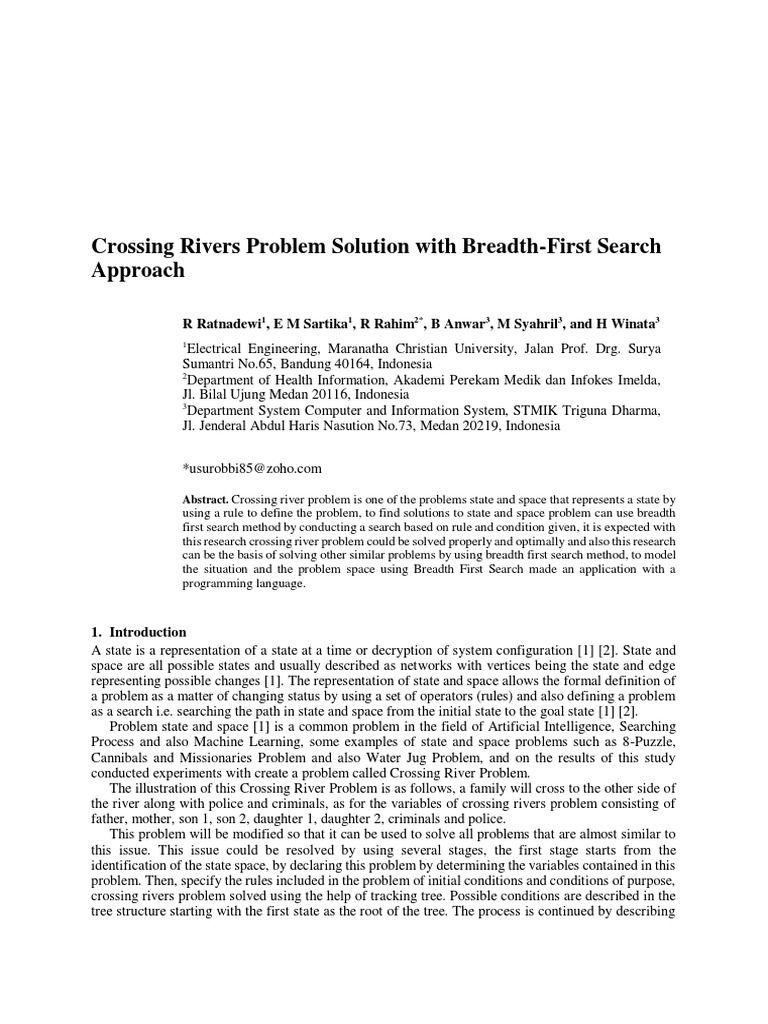 Crossing Rivers Problem Solution With Breadth First Approach ...