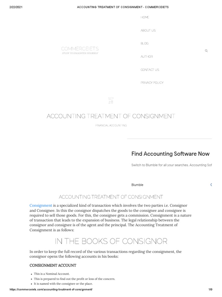 In The Books of Consignor: Accounting Treatment of Consignment | PDF ...