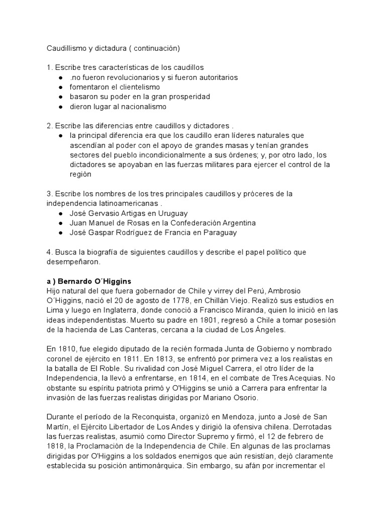 Caudillismo y Dictadura (Continuación) | PDF | America latina | América ...