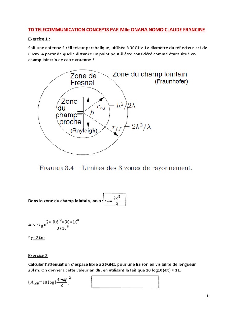 TD Telecommunication Concepts | PDF | Antenne (Radio) | Mouvement (Physique)