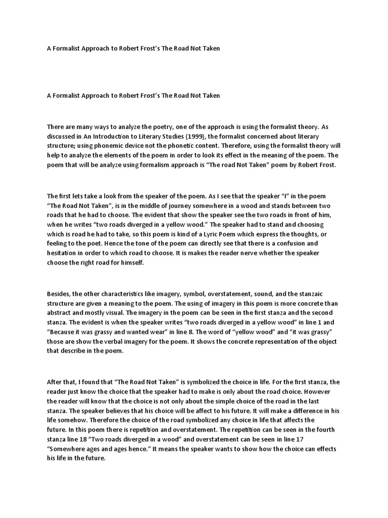 A Formalist Approach To Robert Frost | PDF | Poetry | Phonetics