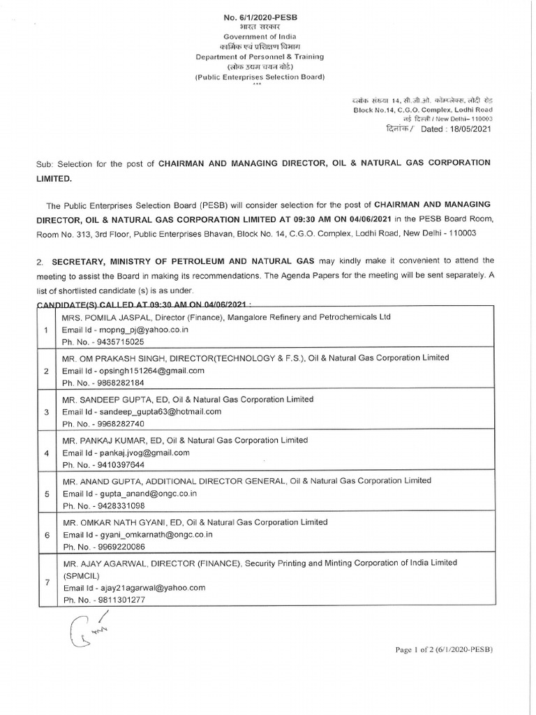 CMD Ongc Secy | PDF