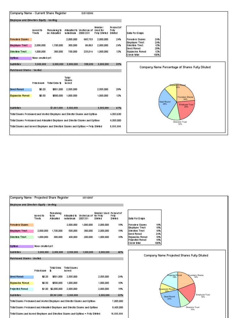 Company Name Share Register Example | PDF | Vesting | Financial Economics