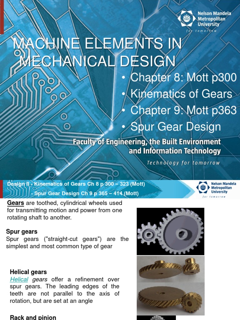 Design II MDE 221 Mott CH 8 and CH 9 Spur Gears | PDF | Gear | Circle