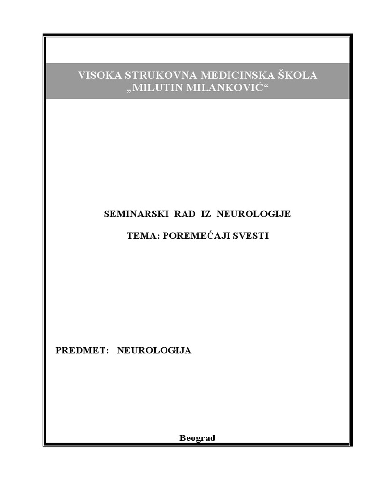 Poremecaj Svesti | PDF