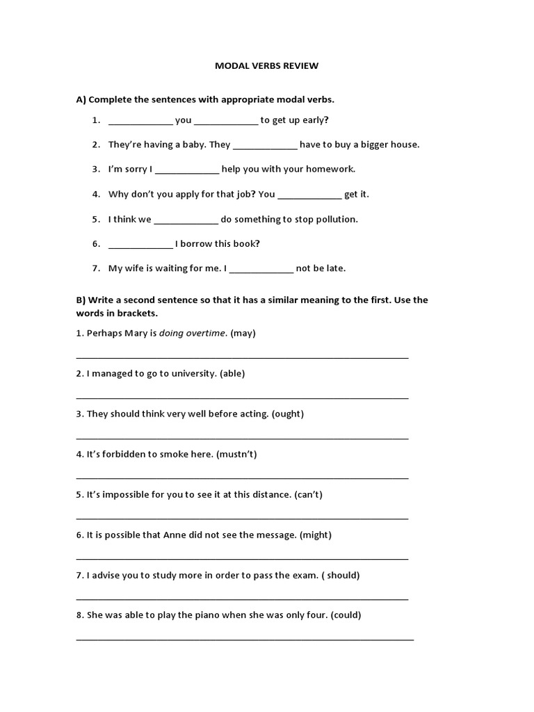Modal Verbs Review | Download Free PDF | Grammar | Language Mechanics