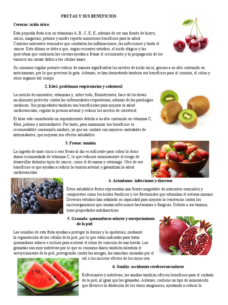 Cuadro De Frutas Y Sus Beneficios Propiedades Y Beneficios De Los
