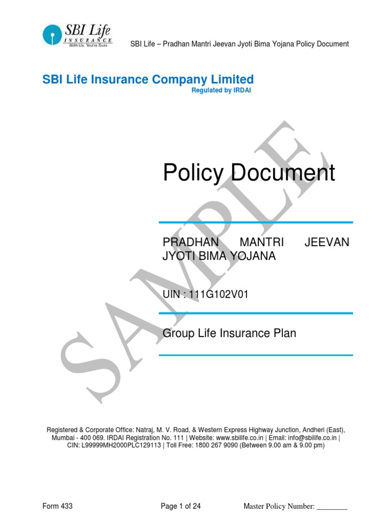 PMJJBY Policy Document Overview | PDF | Life Insurance | Insurance