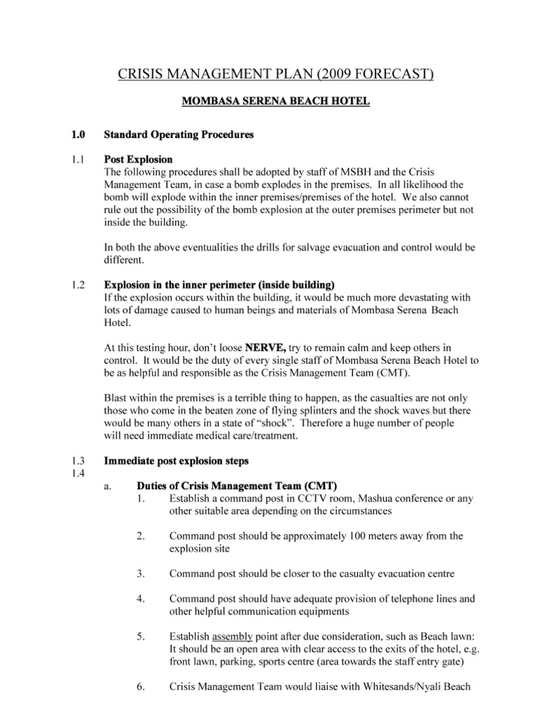 Crisis Management Plan | PDF