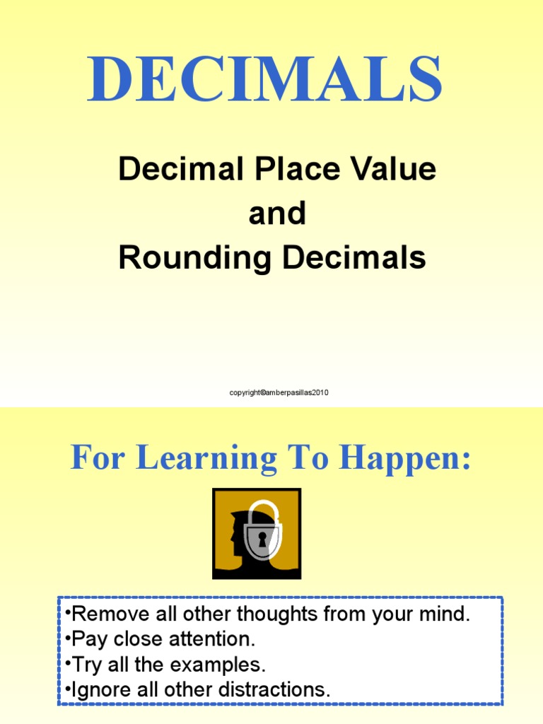Decimals: Decimal Place Value and Rounding Decimals | PDF | Numbers ...
